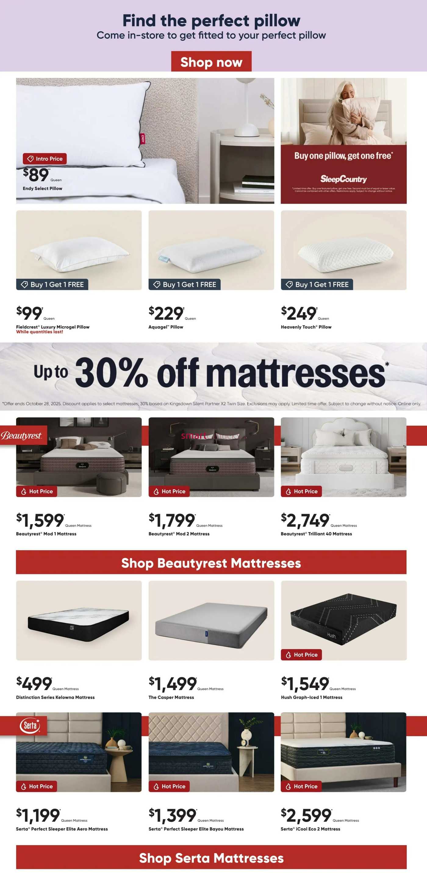Sleep Country Flyer October 22 to 28