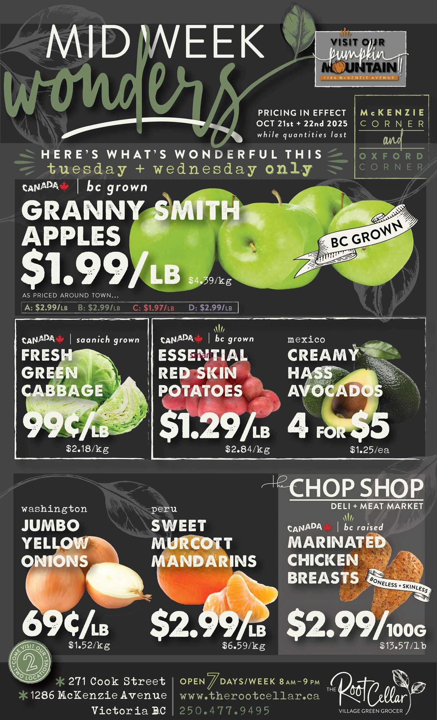 The Root Cellar Mid-Week Flyer October 21 and 22