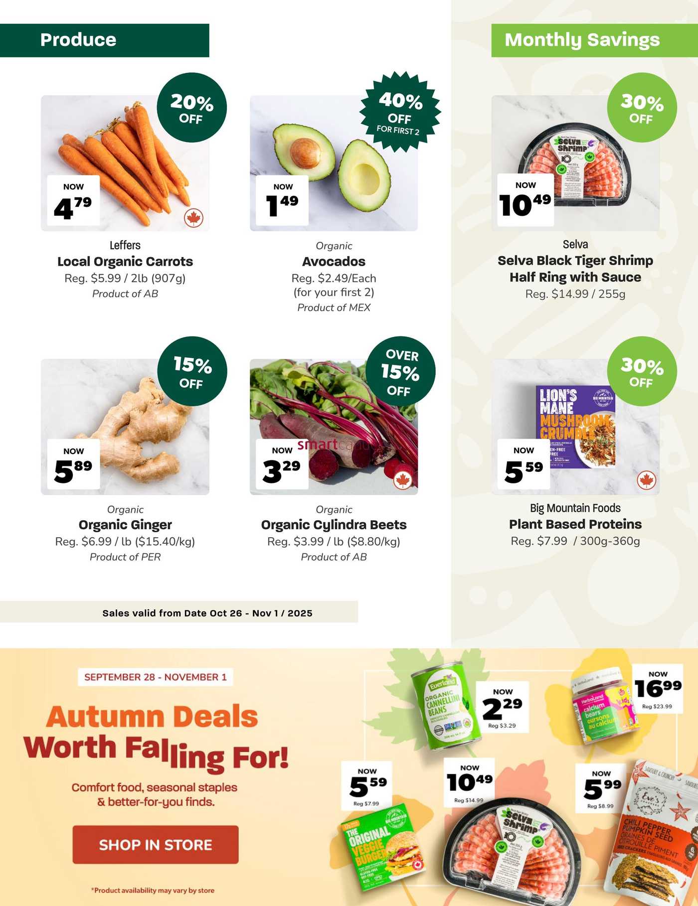 Blush Lane Organic Market Flyer October 26 to November 1