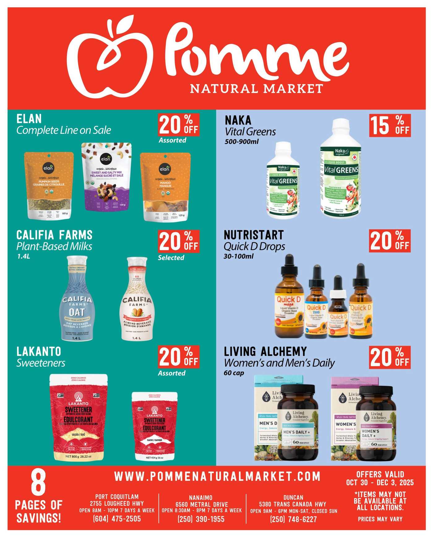 Pomme Natural Market Monthly Specials Flyer October 30 to December 3