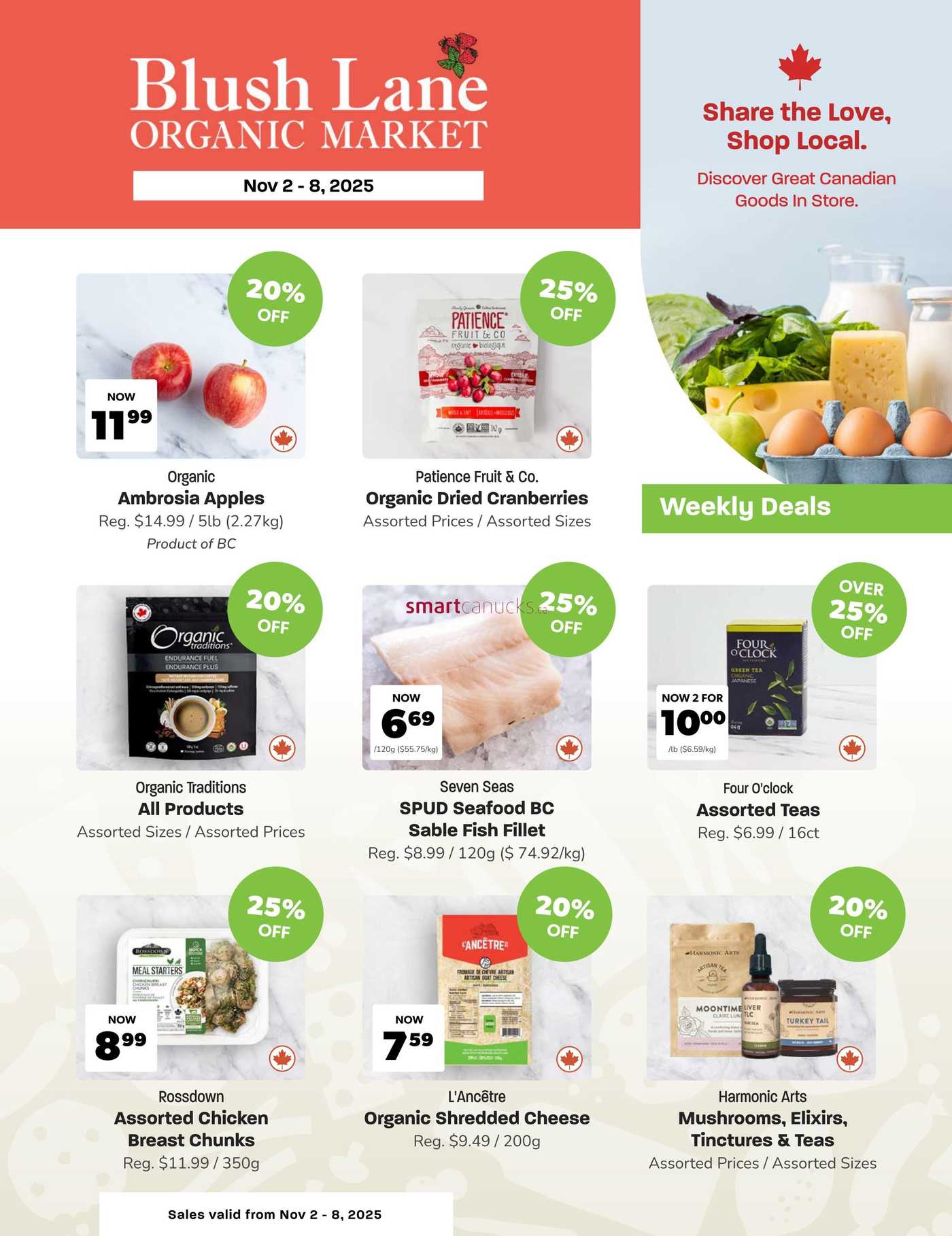 Blush Lane Organic Market Flyer November 2 to 8