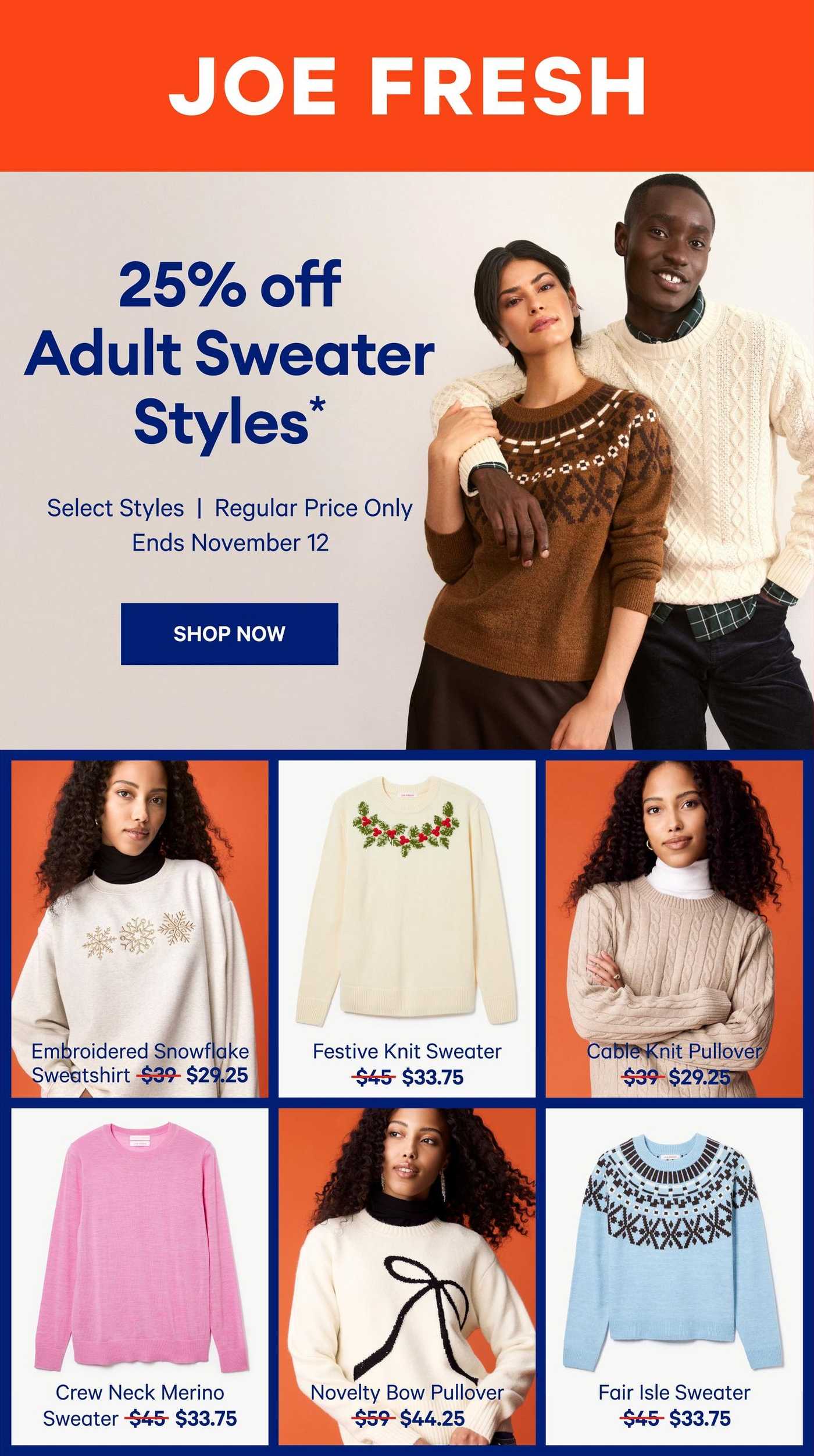 Joe Fresh Flyer November 6 to 12