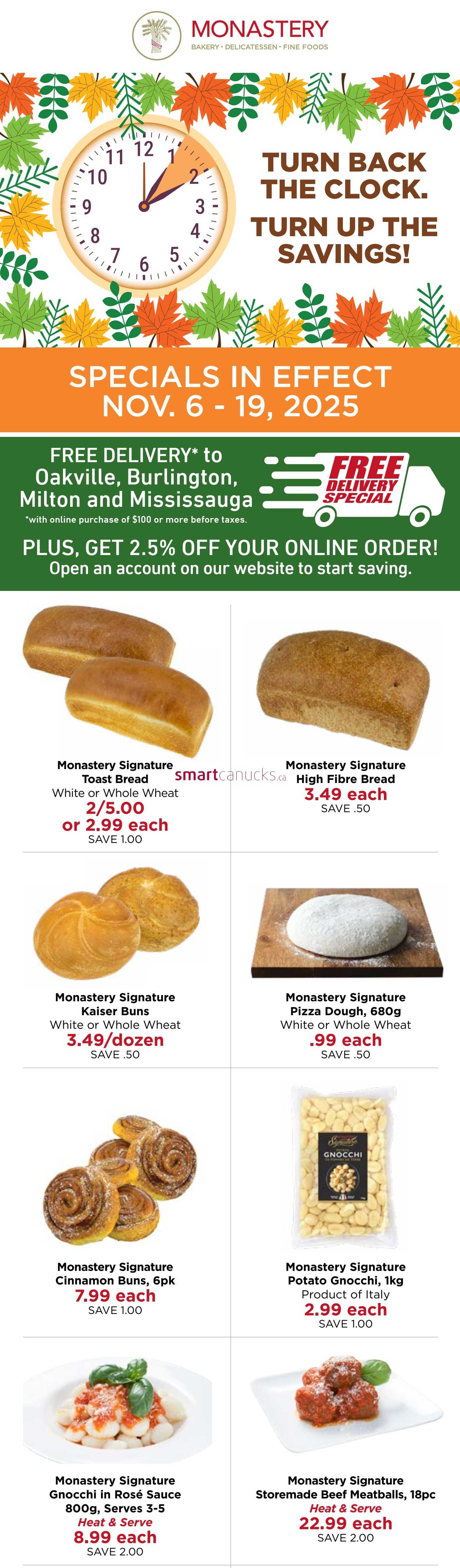 Monastery Bakery Flyer November 5 to 19