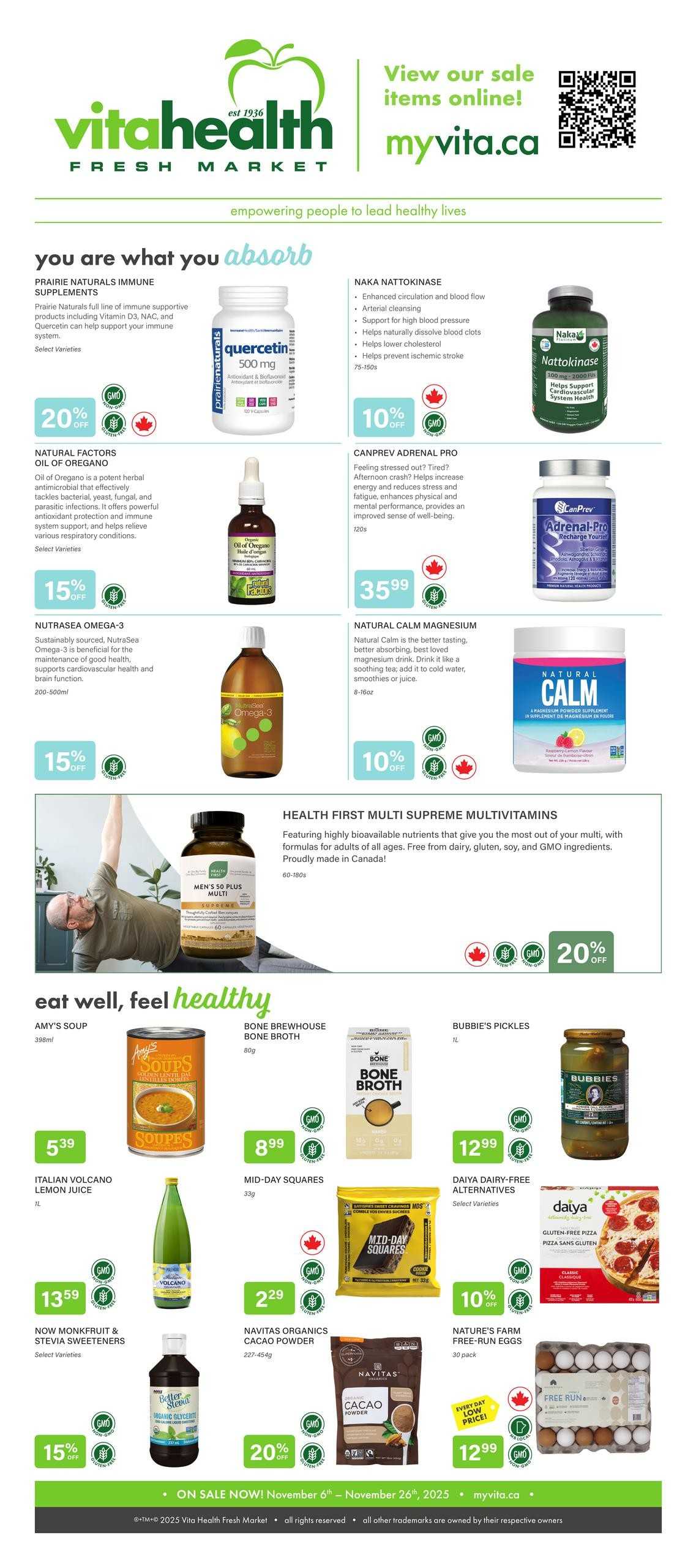 Vita Health Fresh Market Flyer November 6 to 26