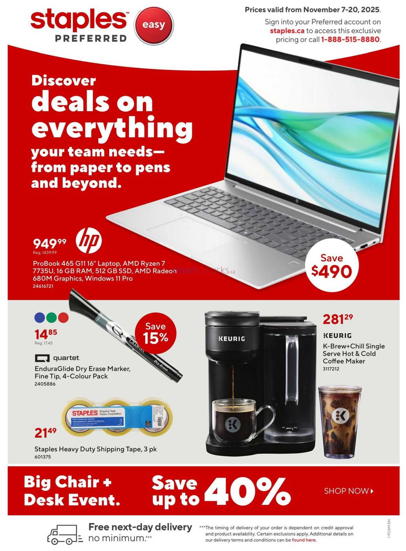 Staples Preferred Flyer November 7 to 20