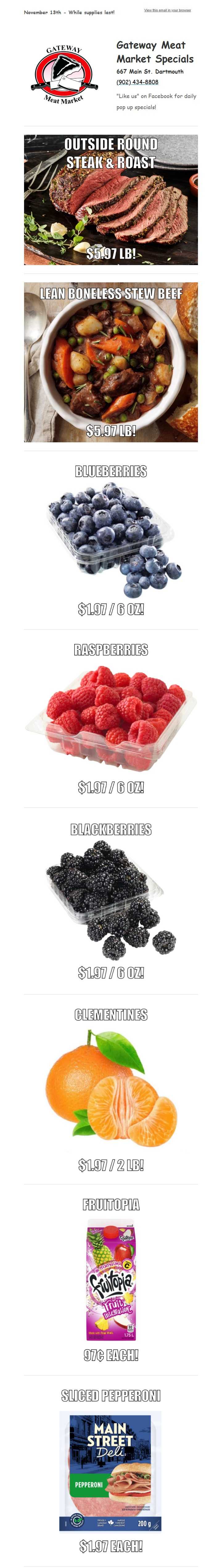 Gateway Meat Market Flyer November 13 to 19