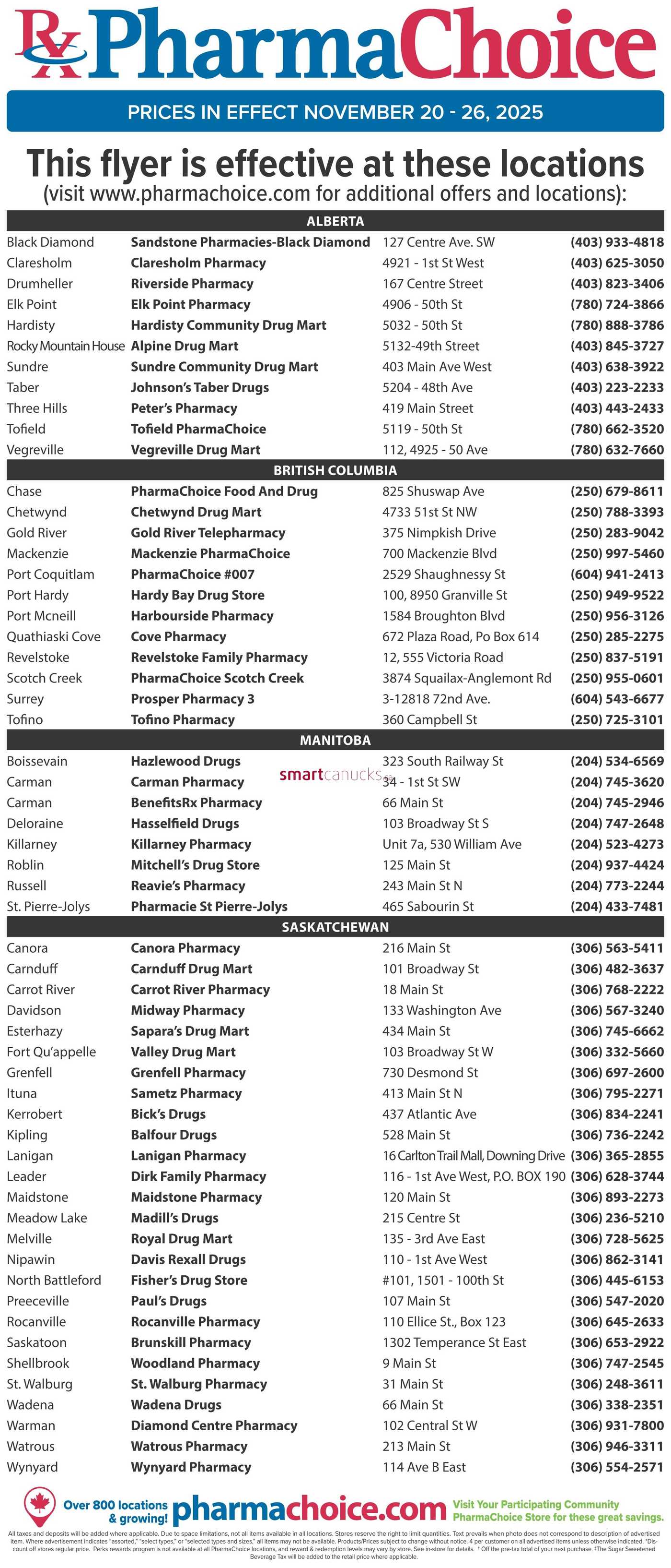 PharmaChoice (BC, AB, SK & MB) Flyer November 20 to 26