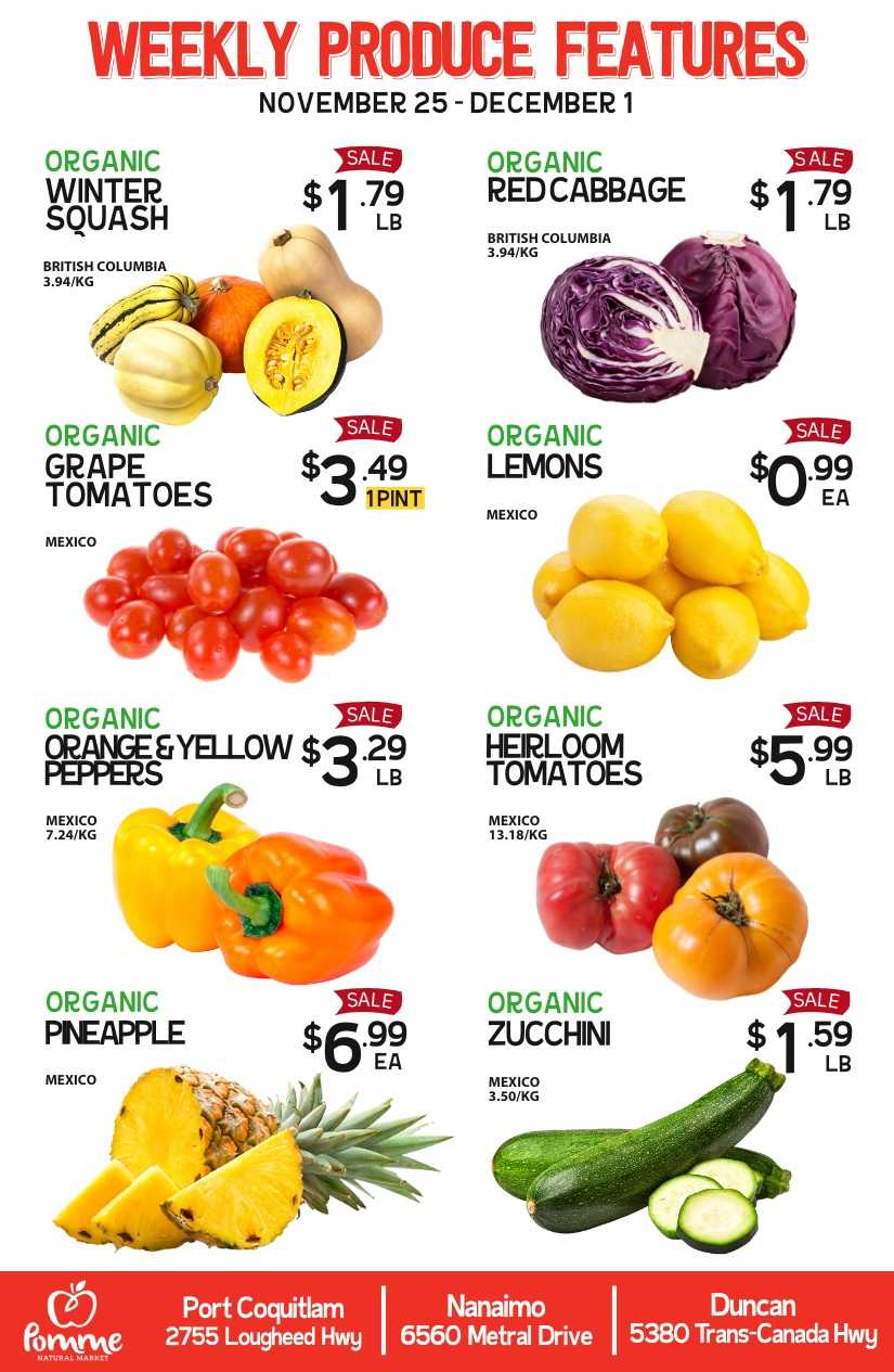 Pomme Natural Market Weekly Produce Flyer November 25 to December 1