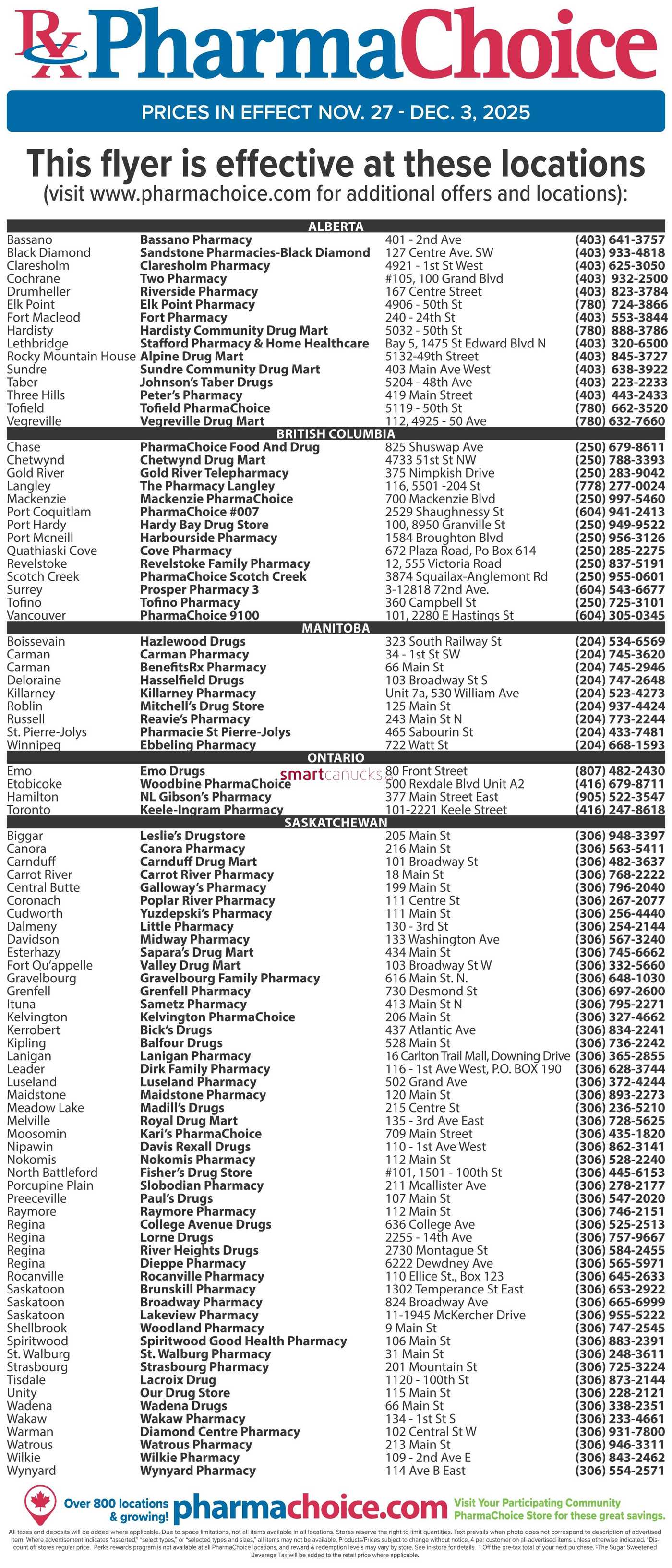 PharmaChoice (BC, AB, SK & MB) Flyer November 27 to December 3