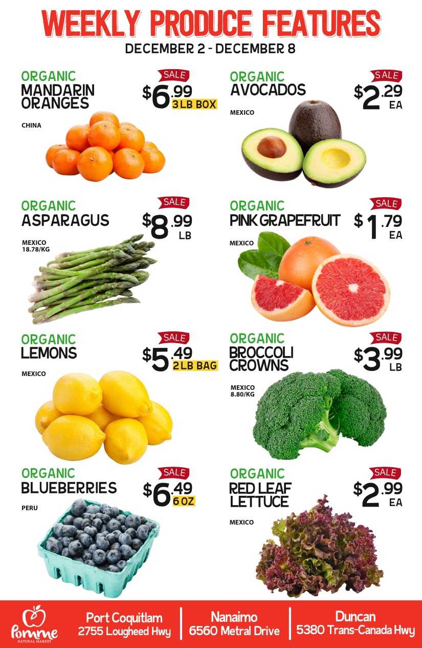 Pomme Natural Market Weekly Produce Flyer December 2 to 8