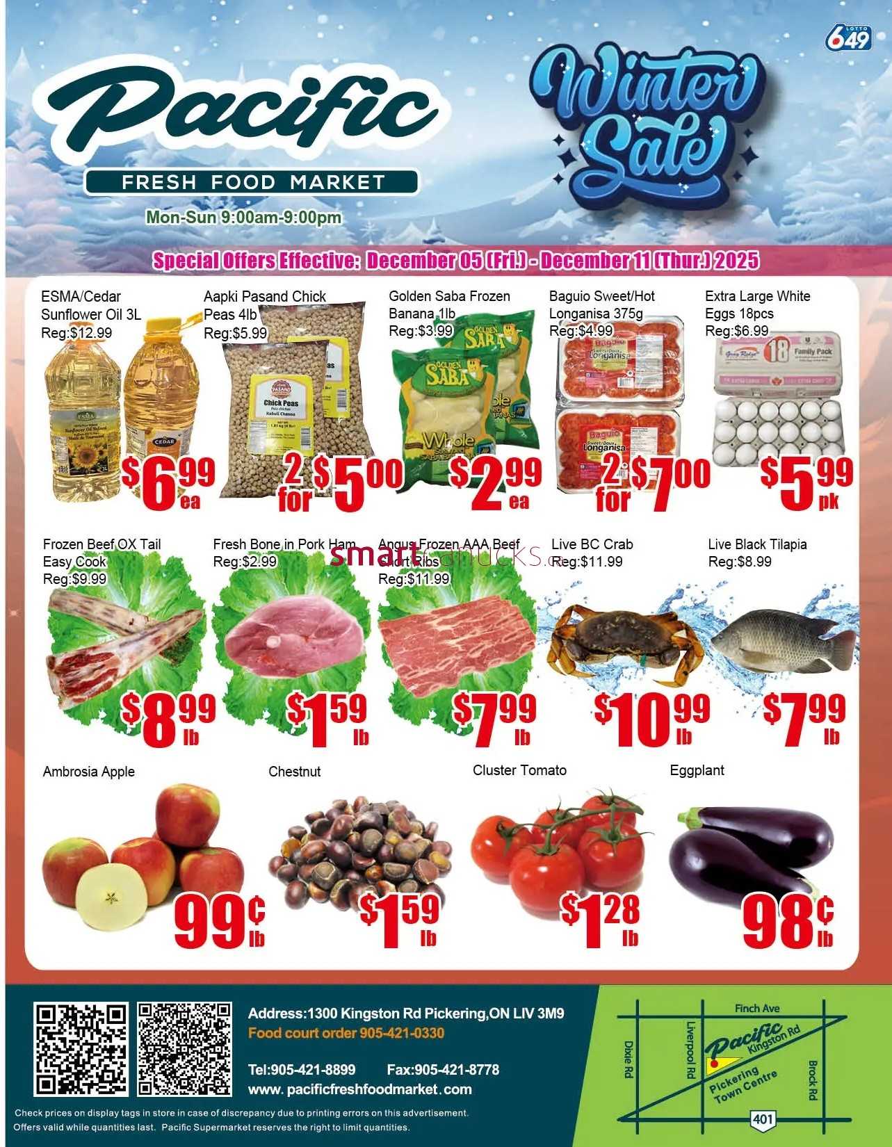 Pacific Fresh Food Market (Pickering) Flyer December 5 to 11