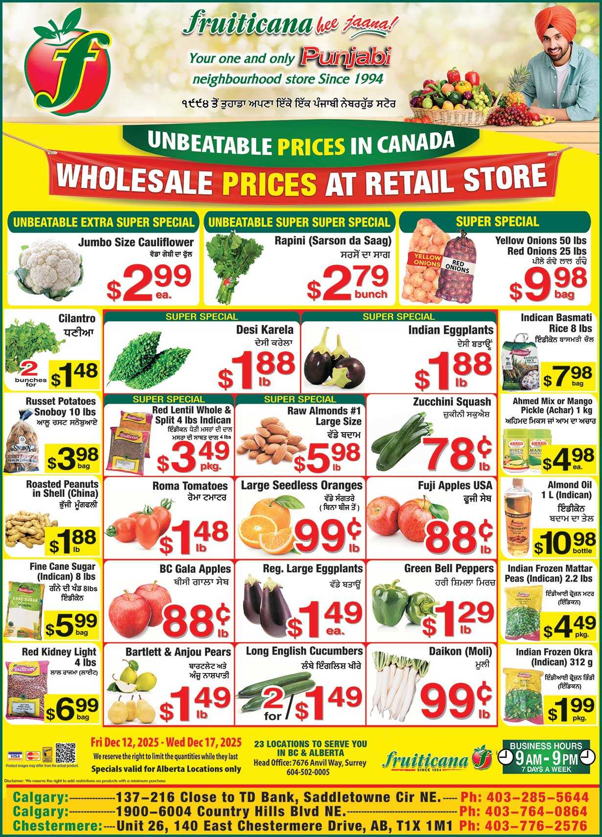 Fruiticana (Calgary) Flyer December 12 to 17