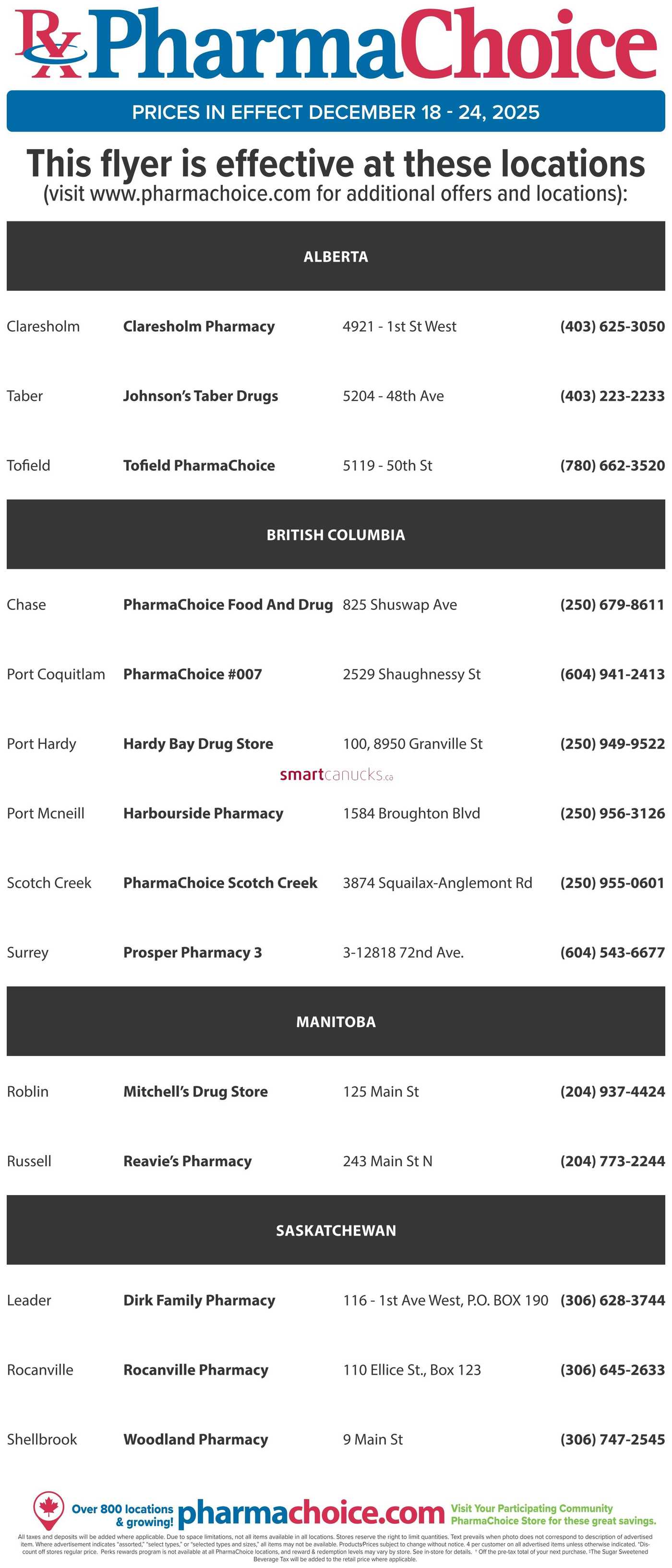 PharmaChoice (BC, AB, SK & MB) Flyer December 18 to 24