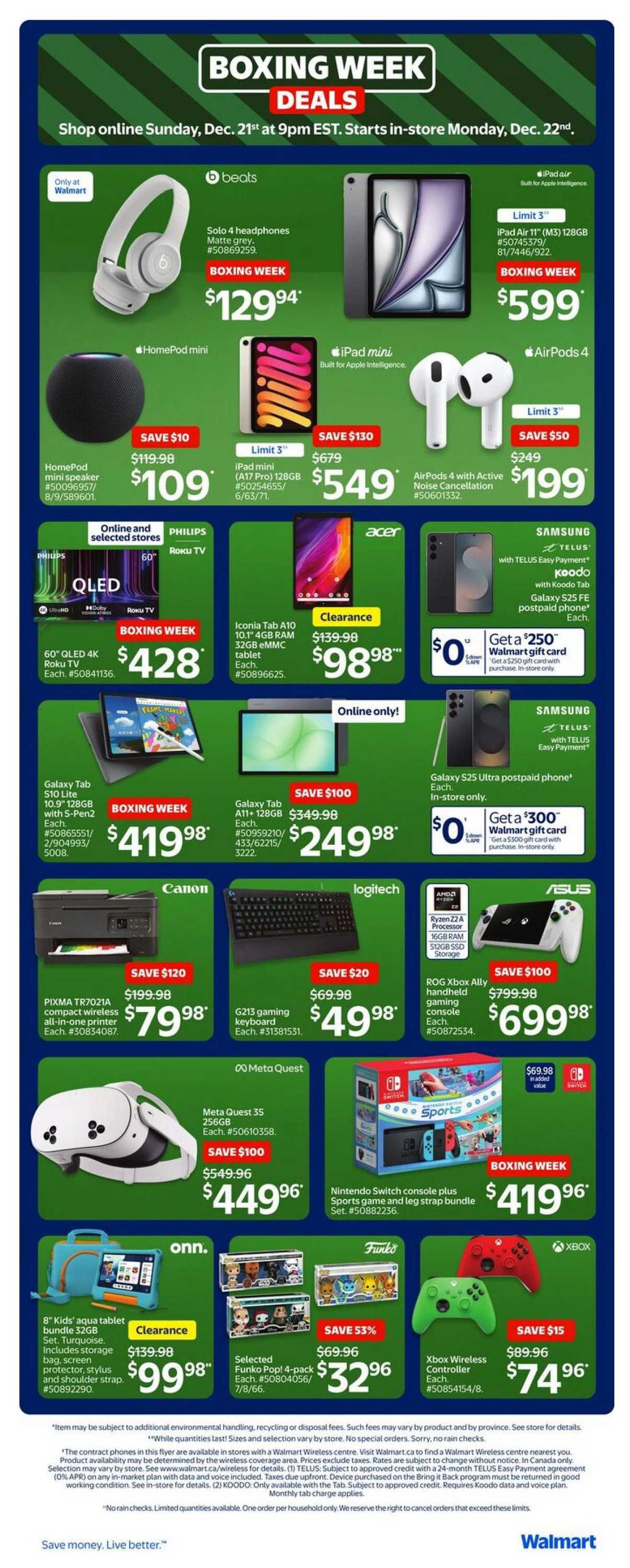 Walmart Boxing Week Deals Flyer December 21 to 31