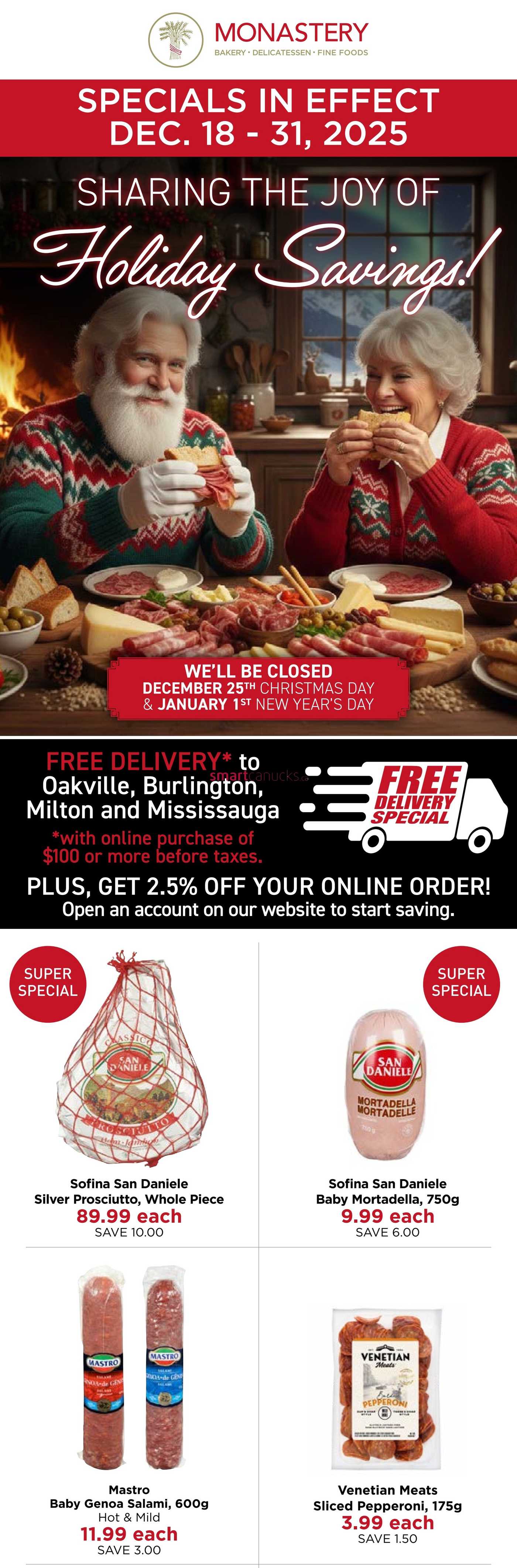 Monastery Bakery Flyer December 18 to 31