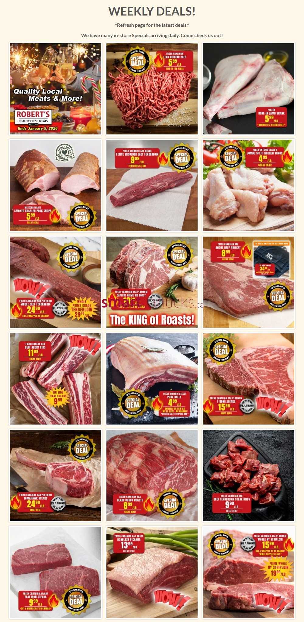 Robert's Fresh and Boxed Meats Flyer December 29 to January 5