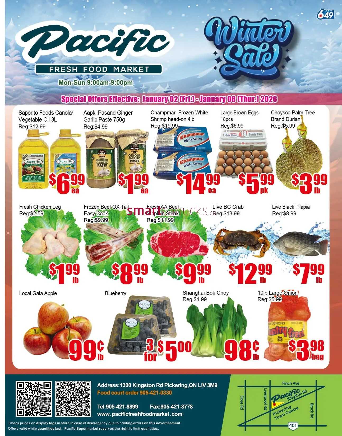 Pacific Fresh Food Market (Pickering) Flyer January 2 to 8