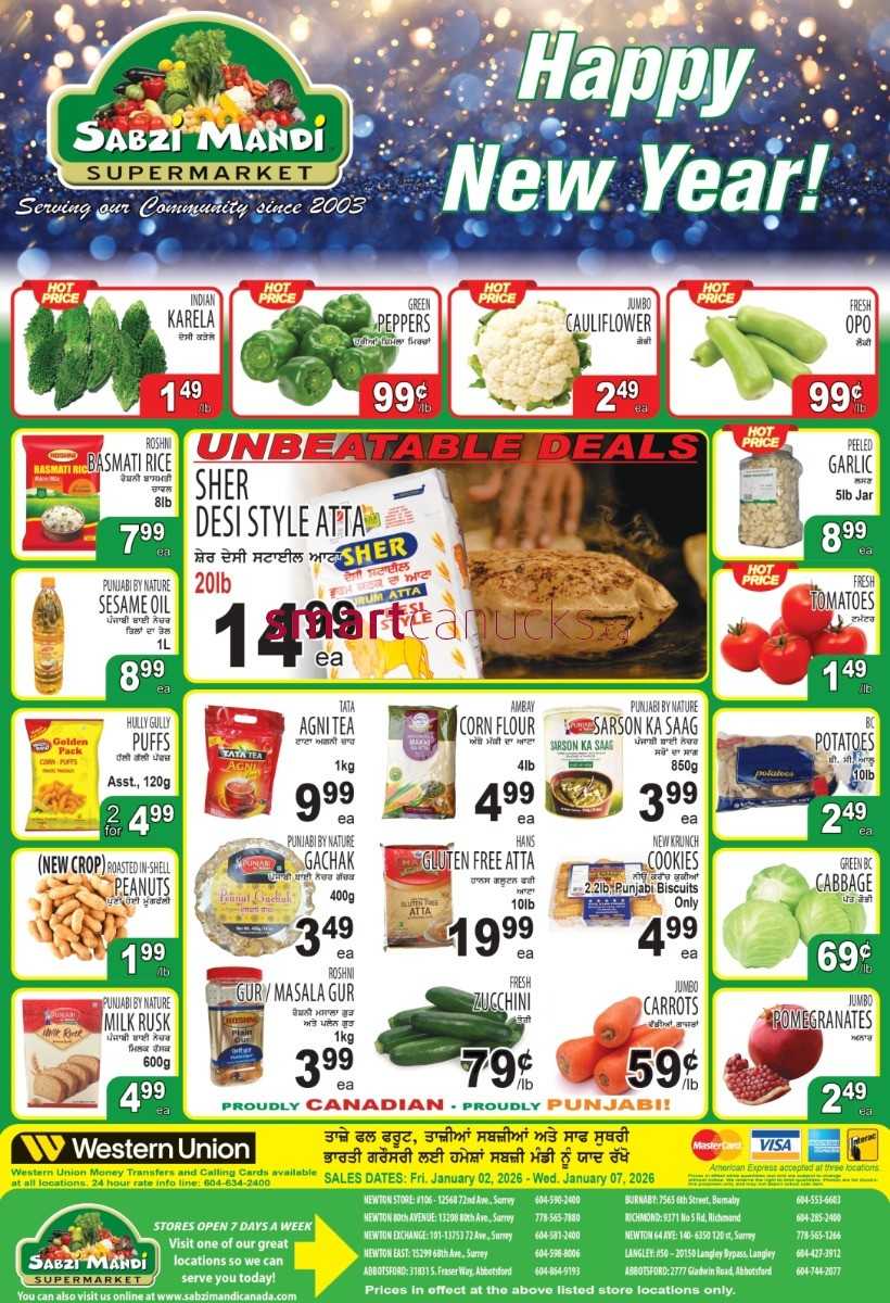 Sabzi Mandi Supermarket (Lower Mainland) Flyer January 2 to 7