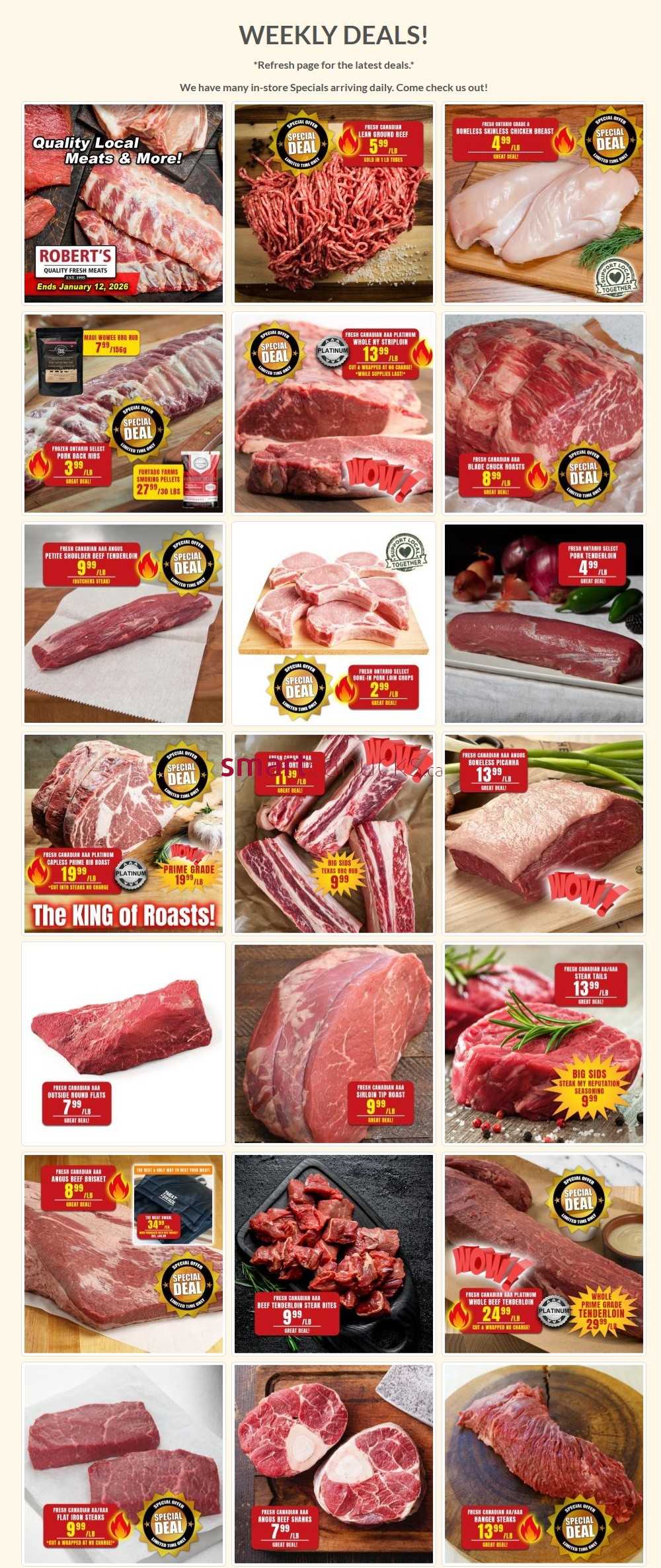 Robert's Fresh and Boxed Meats Flyer January 5 to 12