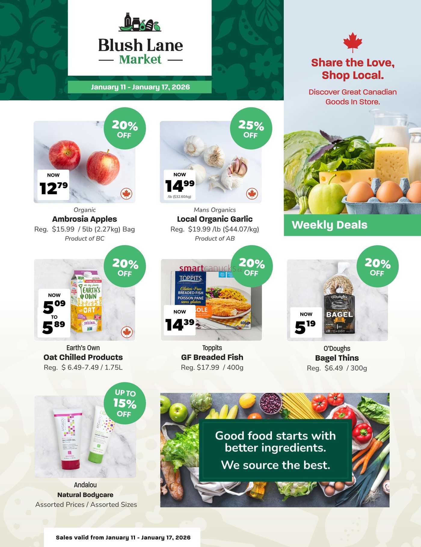 Blush Lane Organic Market Flyer January 11 to 17