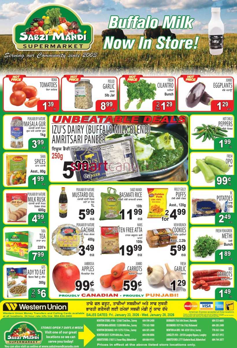 Sabzi Mandi Supermarket (Lower Mainland) Flyer January 23 to 28