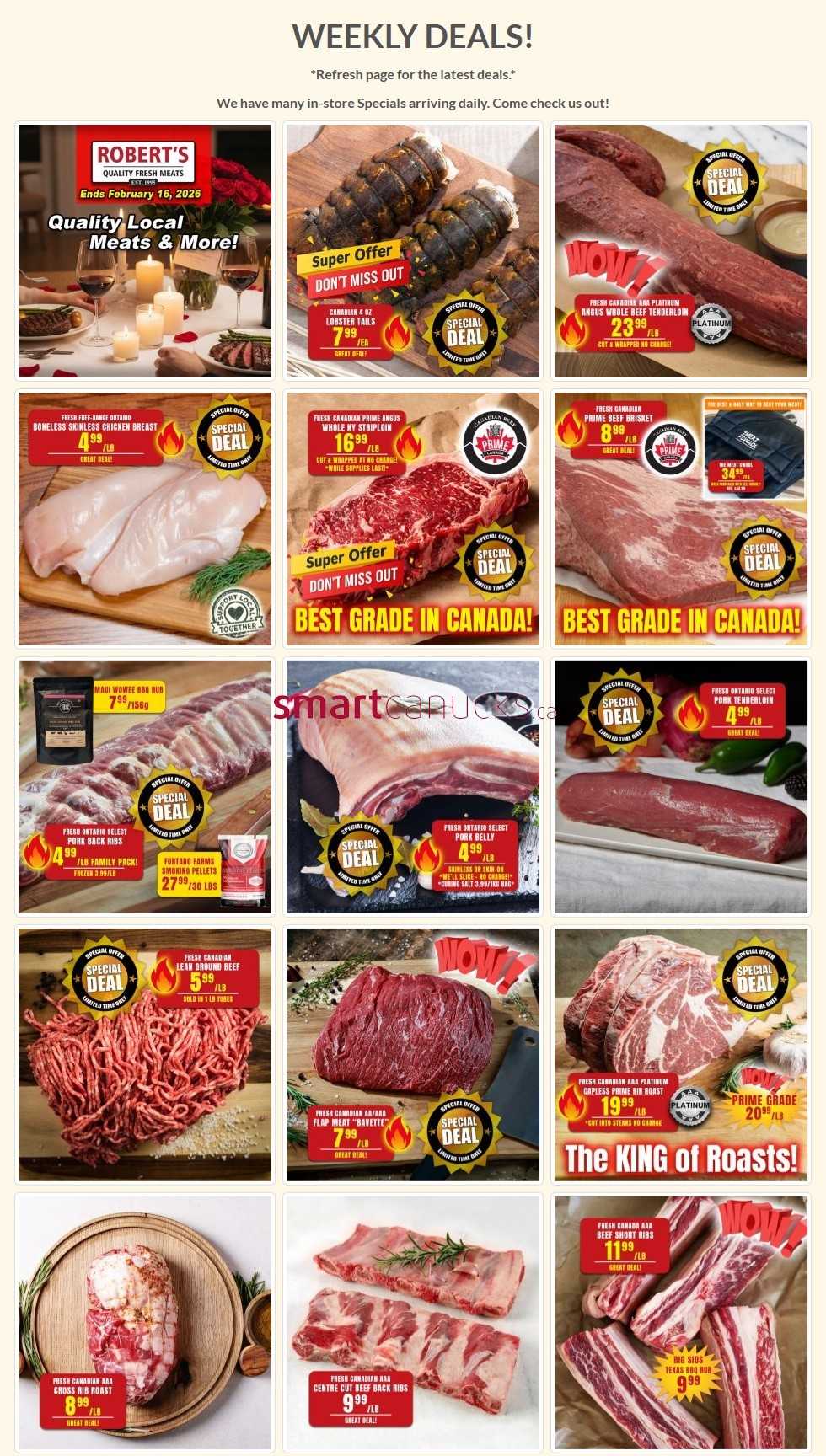 Robert's Fresh and Boxed Meats Flyer February 9 to 16