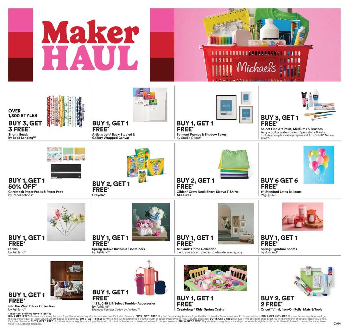 Michaels Arts and Crafts Canada Flyers
