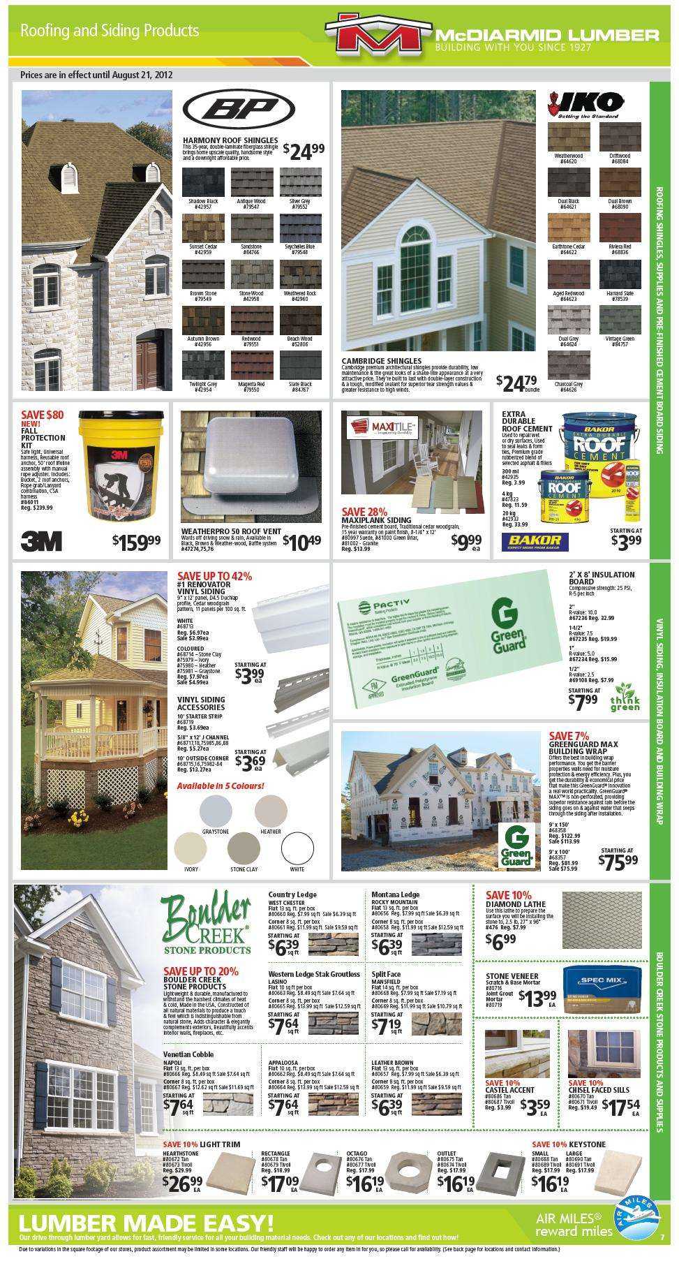McDiarmid Lumber flyer Aug 8 to 21